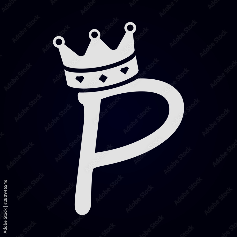 Vetor de Caligrafía de la letra P con corona en la parte superior do ...