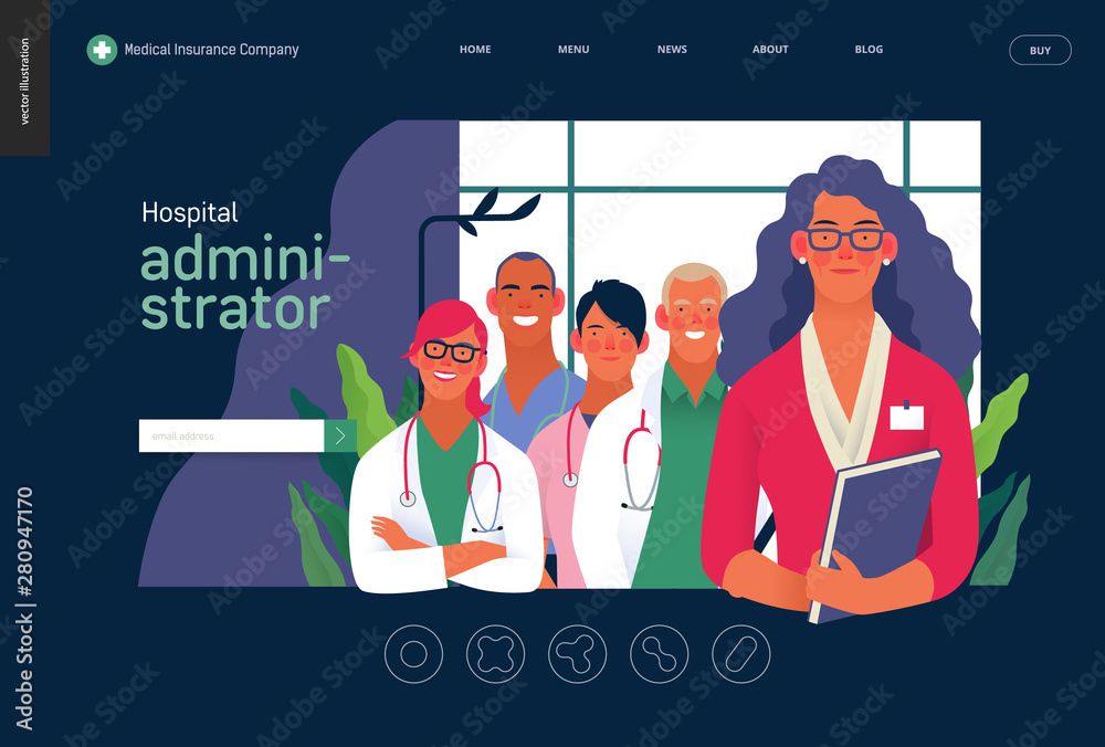 Medical insurance template -hospital administrator -modern flat vector ...