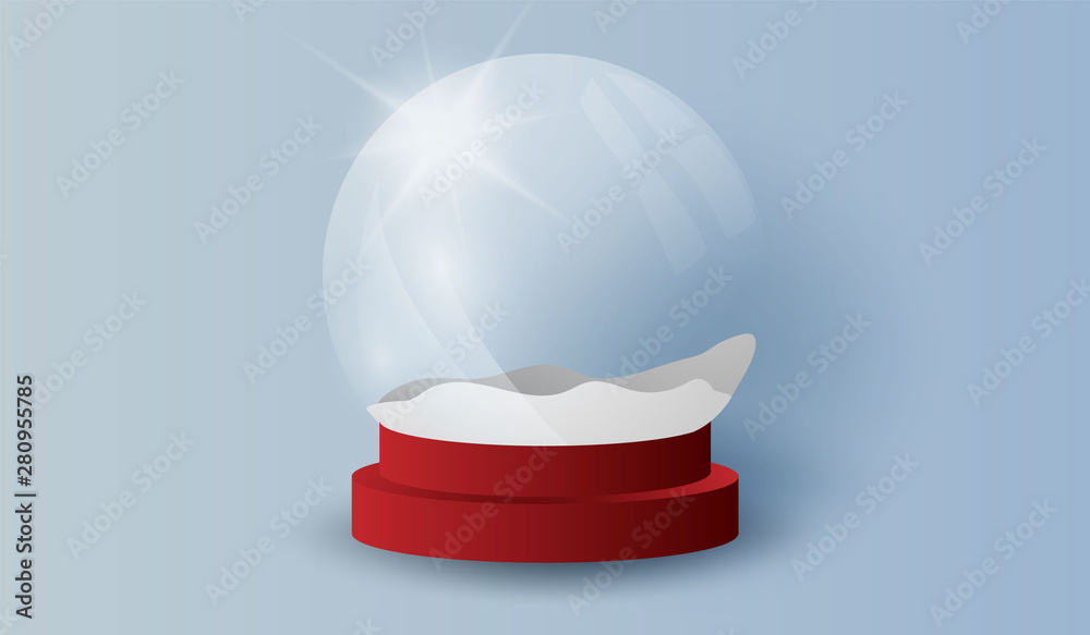 Glass ball highlight snow stand 3d realistic transparent background ...