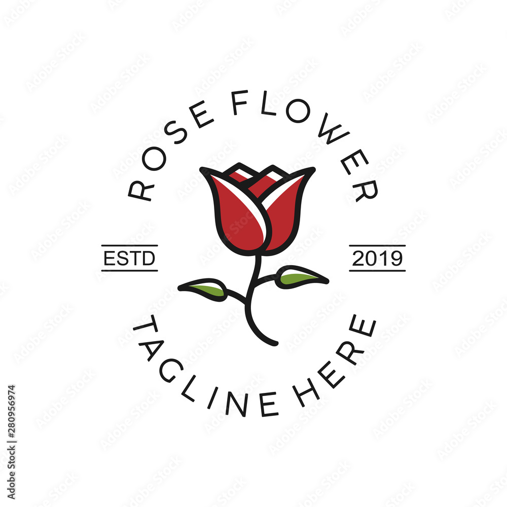 Rose flower simple badge logo design Stock Vector | Adobe Stock