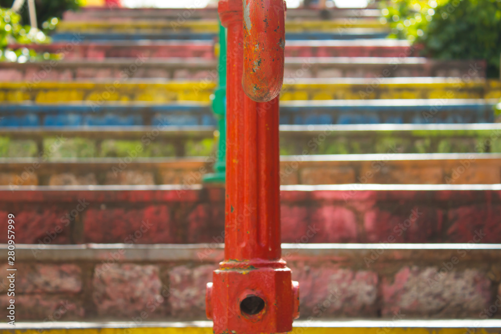 Concrete stairs with steps of different colors Stock Photo | Adobe Stock