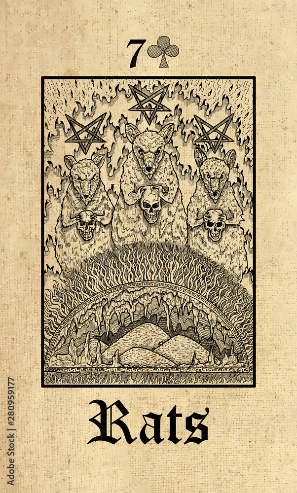 Rats. Tarot card from Lenormand Gothic Mysteries oracle deck. Stock ...
