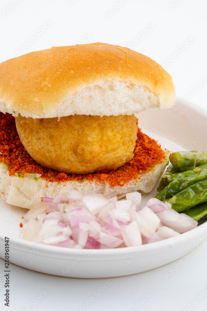 Indian Famous Street Food Vada Pav Also Know as Vada Paav, Wada Pav or ...