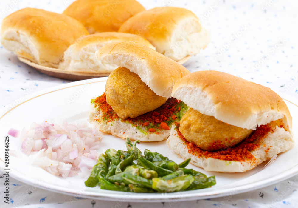 Indian Famous Street Food Vada Pav Also Know as Vada Paav, Wada Pav or ...
