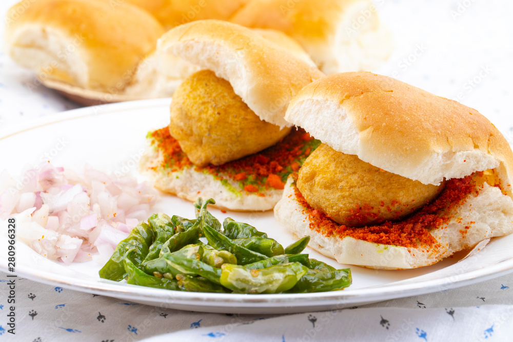 Indian Famous Street Food Vada Pav Also Know as Vada Paav, Wada Pav or ...