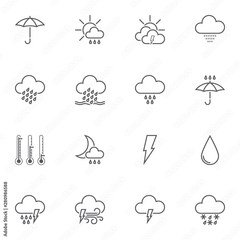 Weather line icons set. linear style symbols collection, outline signs ...