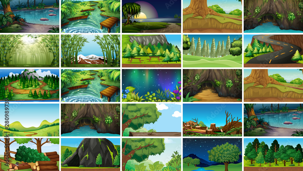 Empty, blank landscape nature scenes Stock Vector | Adobe Stock