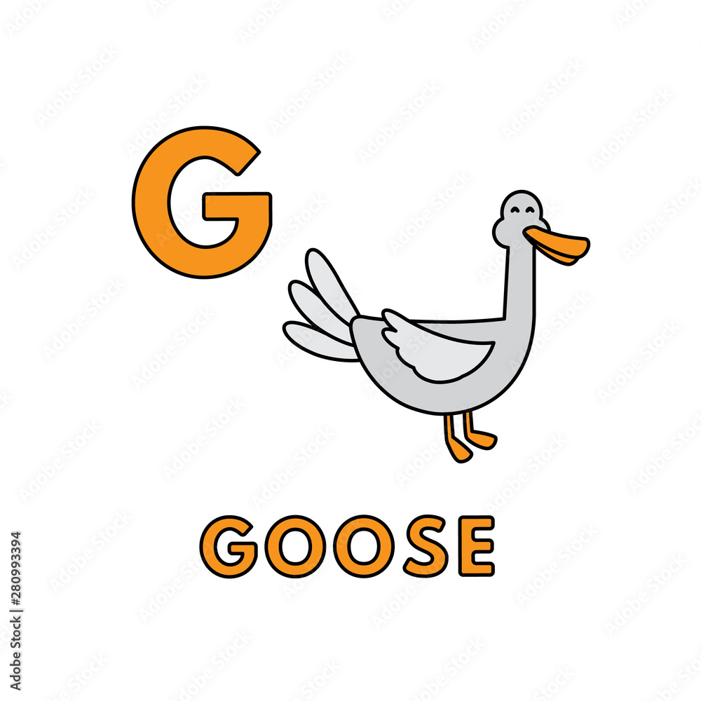 Vector Cute Cartoon Animals Alphabet. Goose Illustration Stock Vector ...