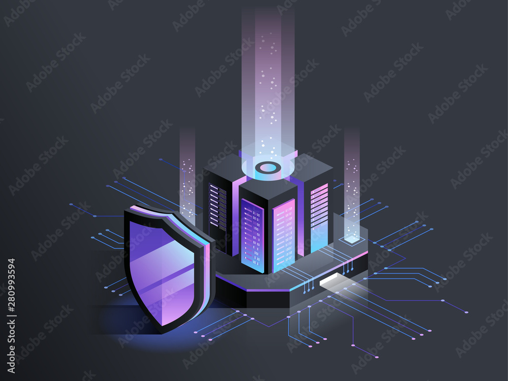 Isometric illustration of digital protection Stock Vector | Adobe Stock