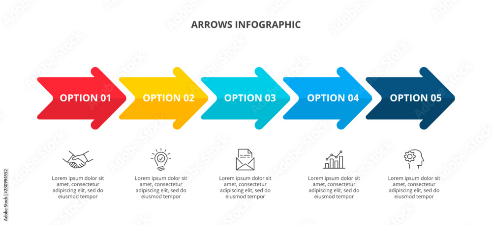 Five arrows infographic elements. Business template for presentation ...