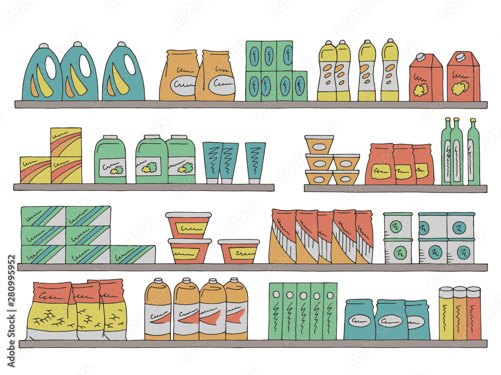 Supermarket Shelves Drawing