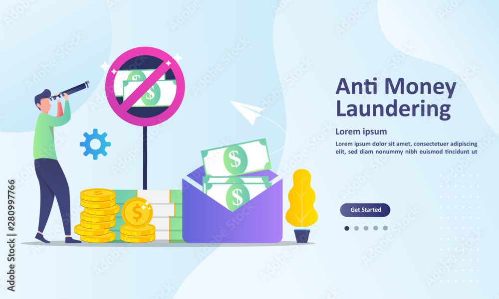 Vetor de AML concept, anti money laundering , stop corruption and ...