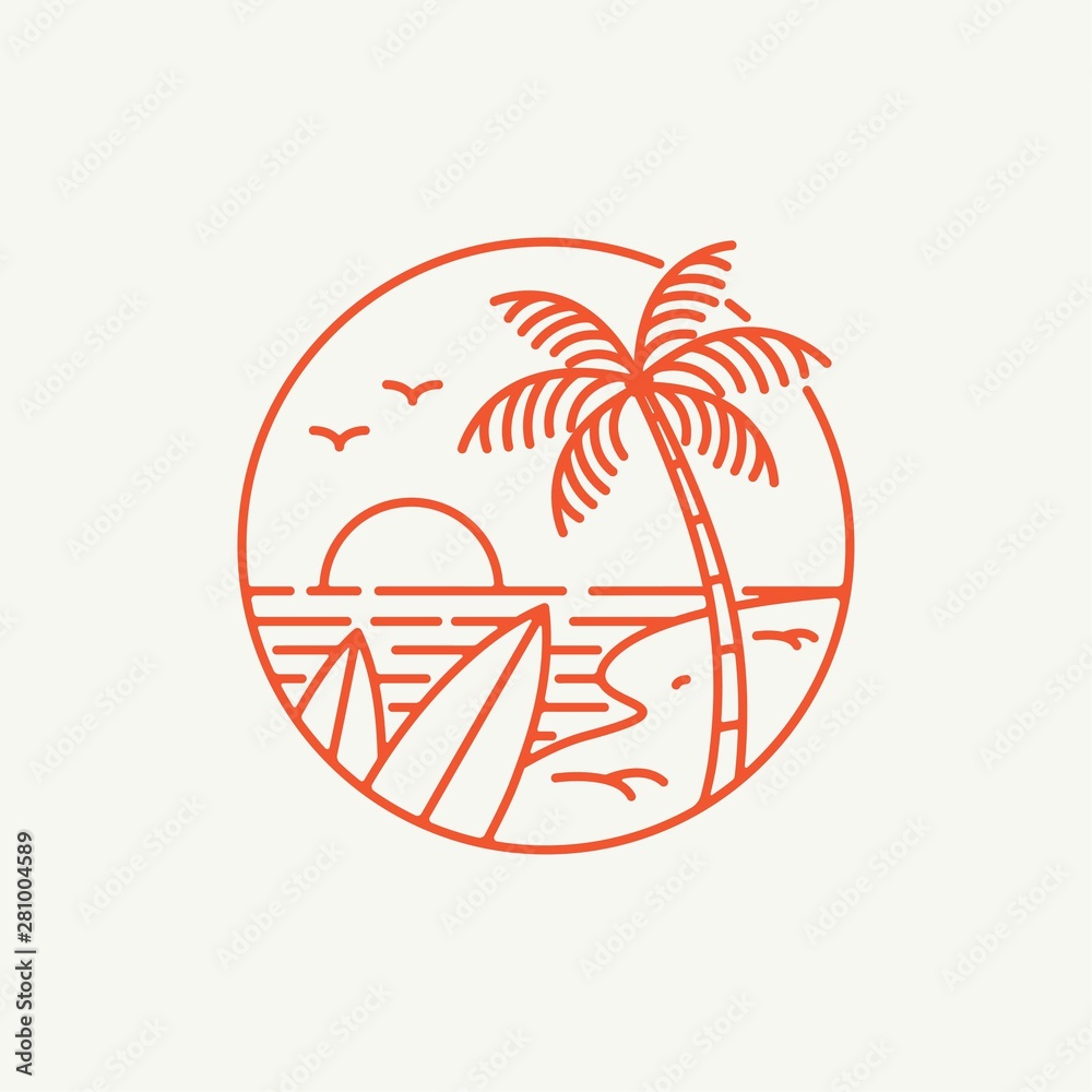 Summer Vibes logo, poster and banner design in trendy linear style ...
