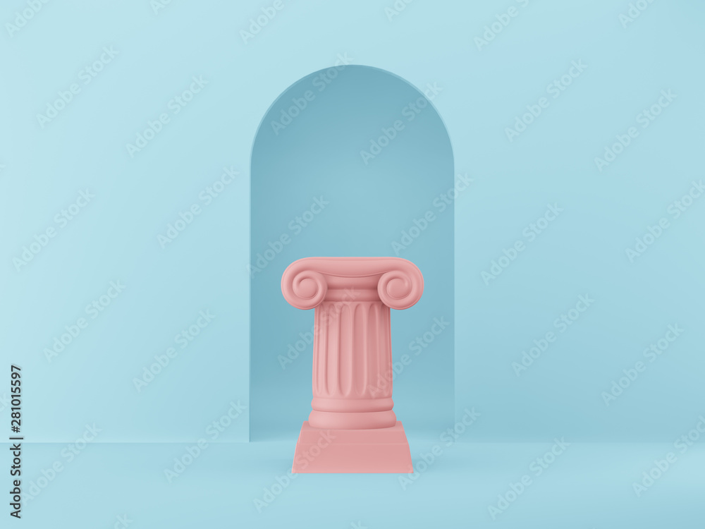 ภาพประกอบสต็อก Abstract podium pink column on the blue background with ...