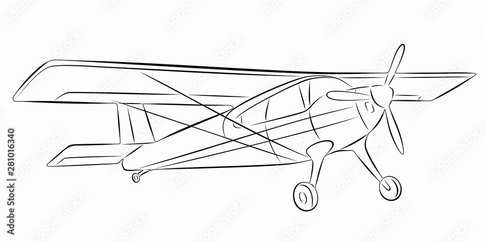 isolated illustration of a small airplane, vector drawing Stock Vector ...
