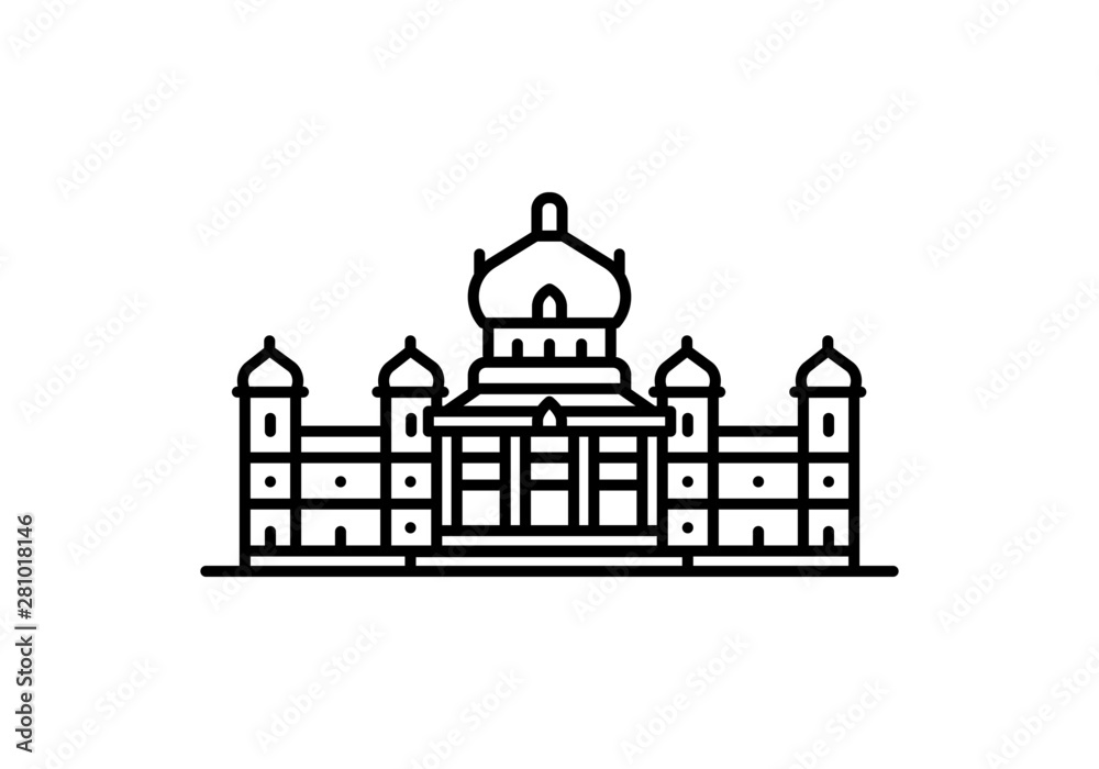 Indian city icon - Vidhan soudha, Bangalore - Karnataka - Line art ...