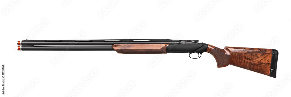 Hunting double-barrelled gun on a white background. Double Shotgun ...