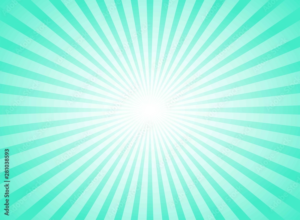 Sunlight horizontal background. Bright turquoise color burst background ...