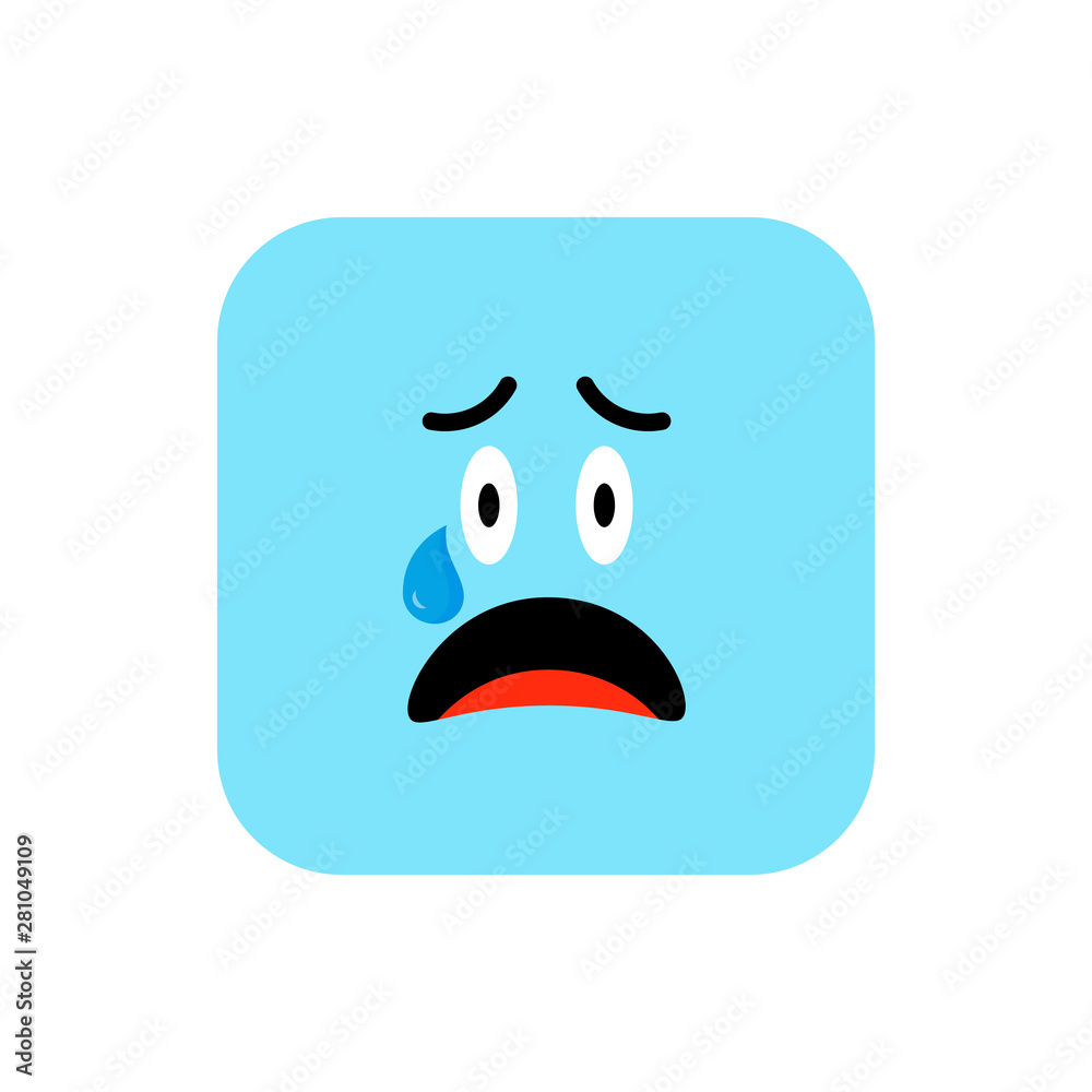 Angry Emoji icon flat style. Cute Emoticon rounded square to World ...