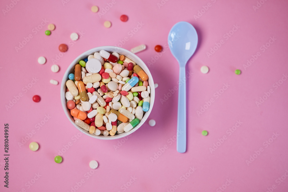 Eating medicines as a drug addiction concept Stock Photo | Adobe Stock