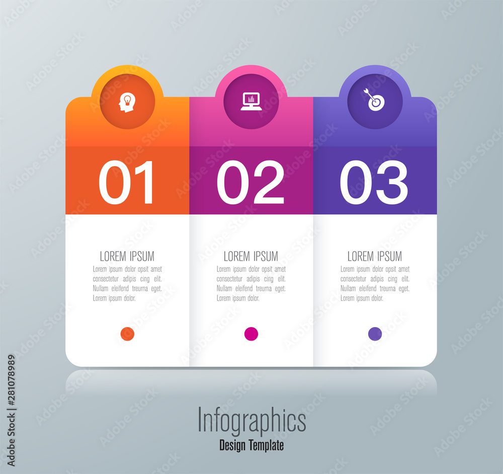 Infographics design paper art style and business icons with 3 options ...