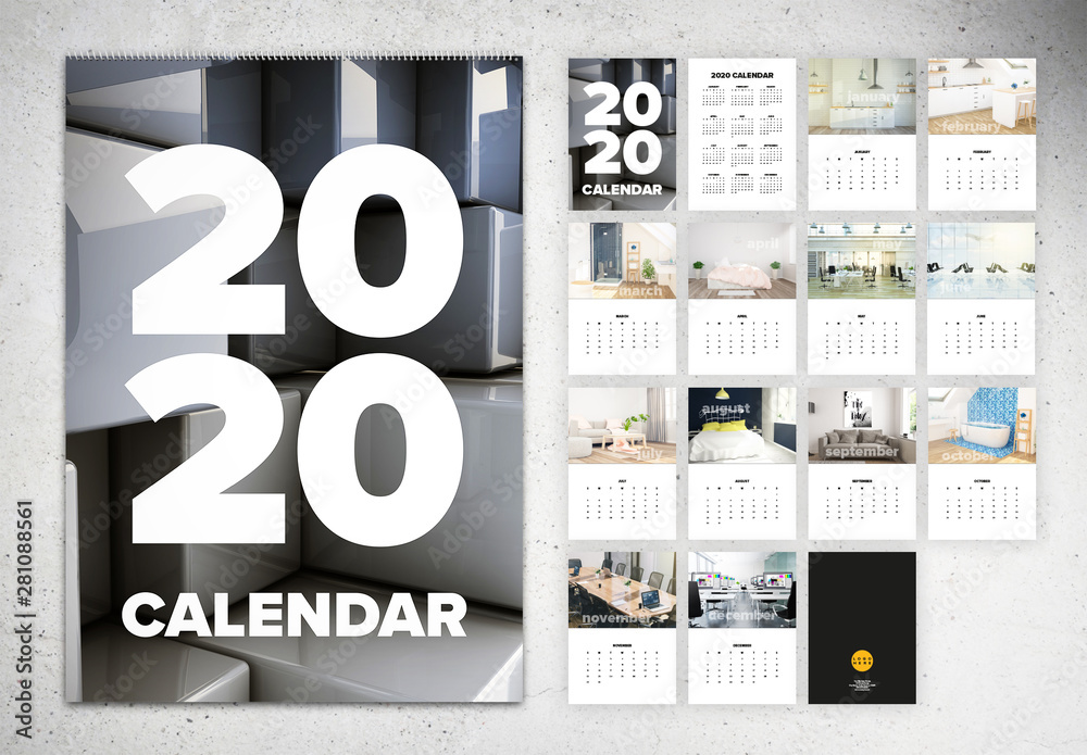 2020 Wall Calendar Stock Template | Adobe Stock
