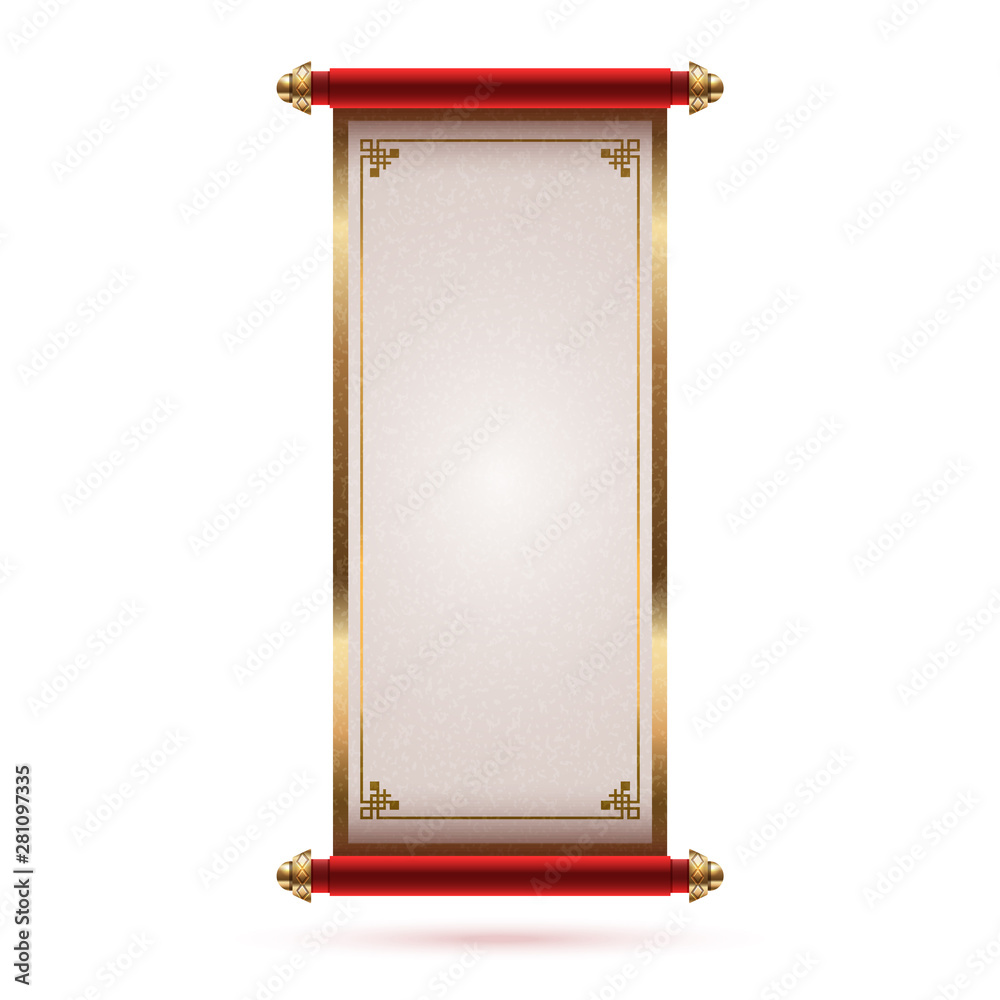 3d realistic chinese scroll illustration with place for your text ...