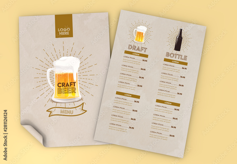 Beer and Wine List Layout Stock Template | Adobe Stock