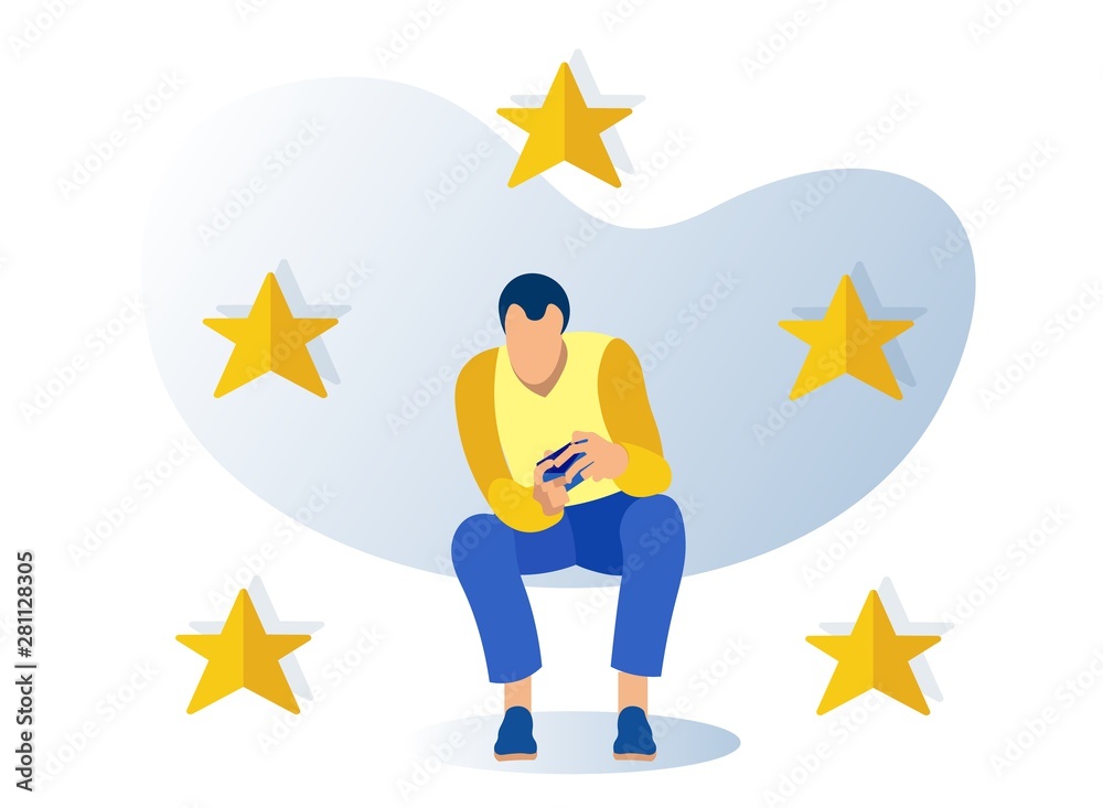Cartoon Man Character Surrounded by Golden Stars Stock Vector | Adobe Stock