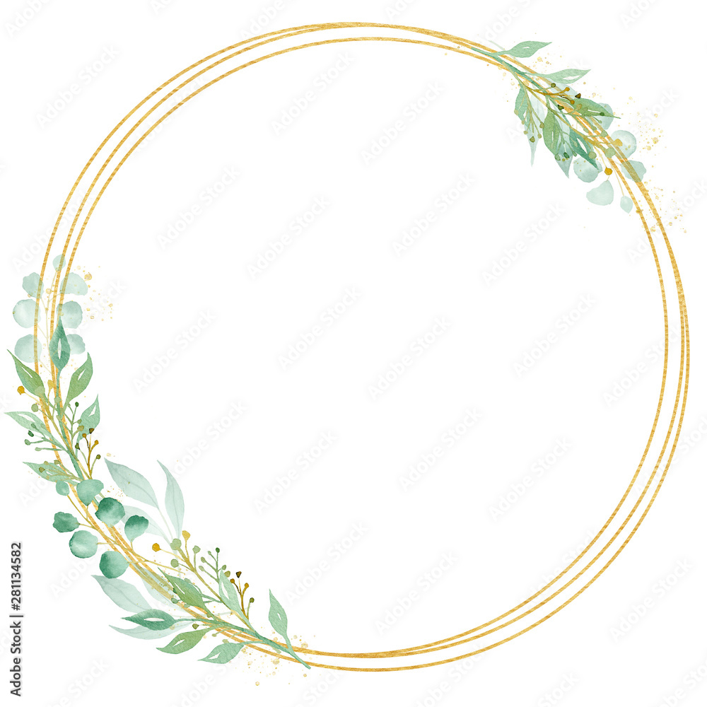 Decorative circle shaped frame watercolor raster illustration Stock ...