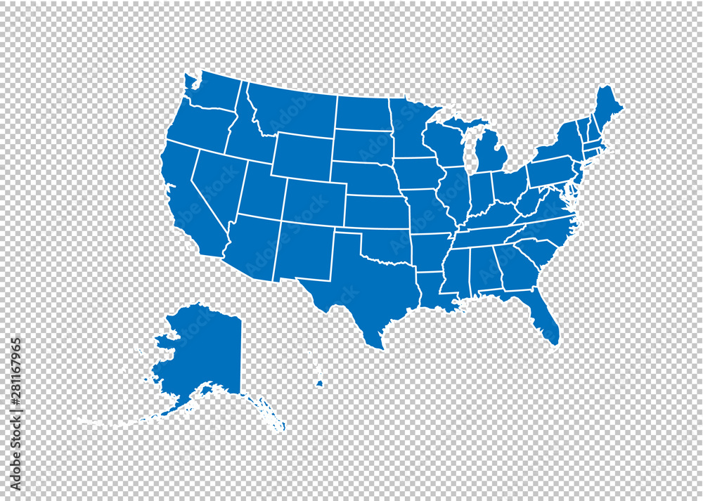 usa map - High detailed blue map with counties/regions/states of usa ...