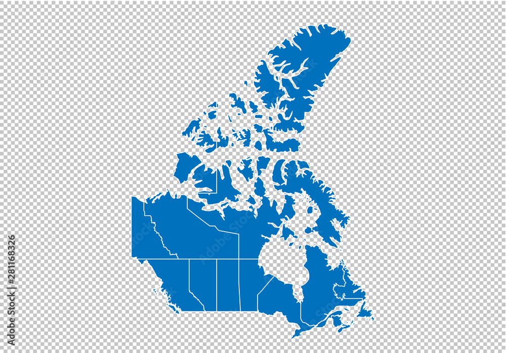 canada map - High detailed blue map with counties/regions/states of ...