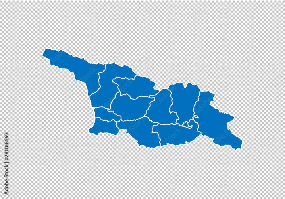 georgia map - High detailed blue map with counties/regions/states of ...