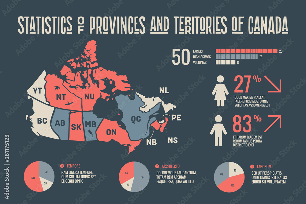 Map Canada. Poster map of provinces and territories of Canada Stock ...