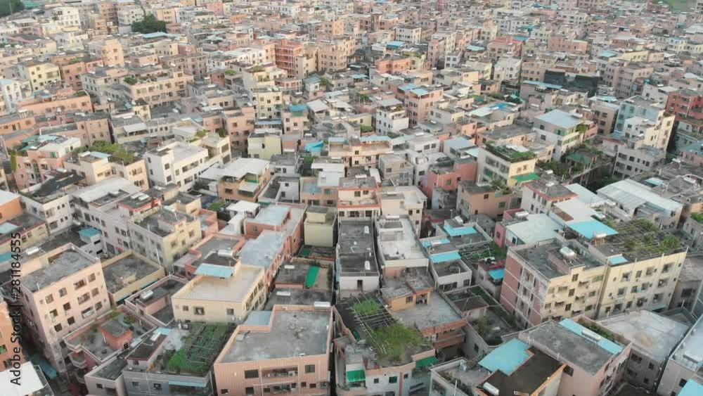 The entire space of the frame is occupied by Chinese houses, tightly ...