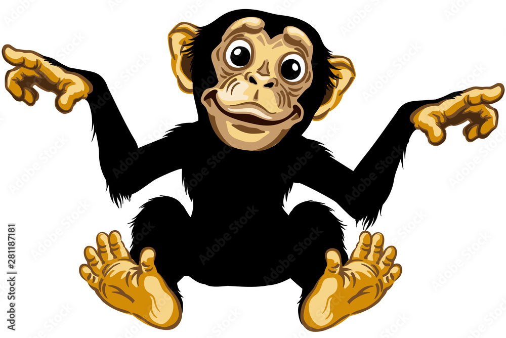 cartoon chimp ape or chimpanzee monkey smiling cheerful with a big ...