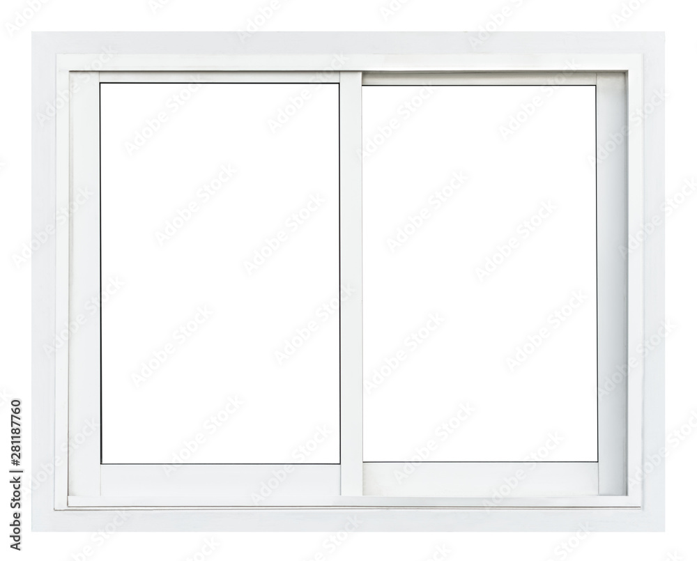 Double pane sliding plastic window isolated on white background ...