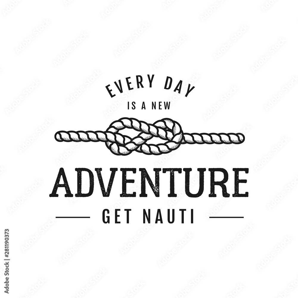 Nautical adventure style vintage print design for t-shirt, logos or ...
