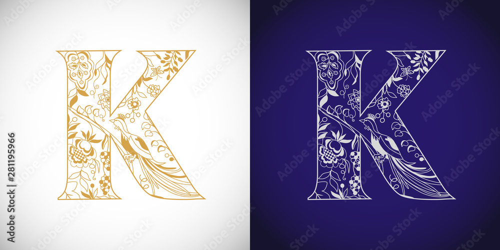 K logotype. Cutting golden logo. K-name idea. Concept of capital letter ...