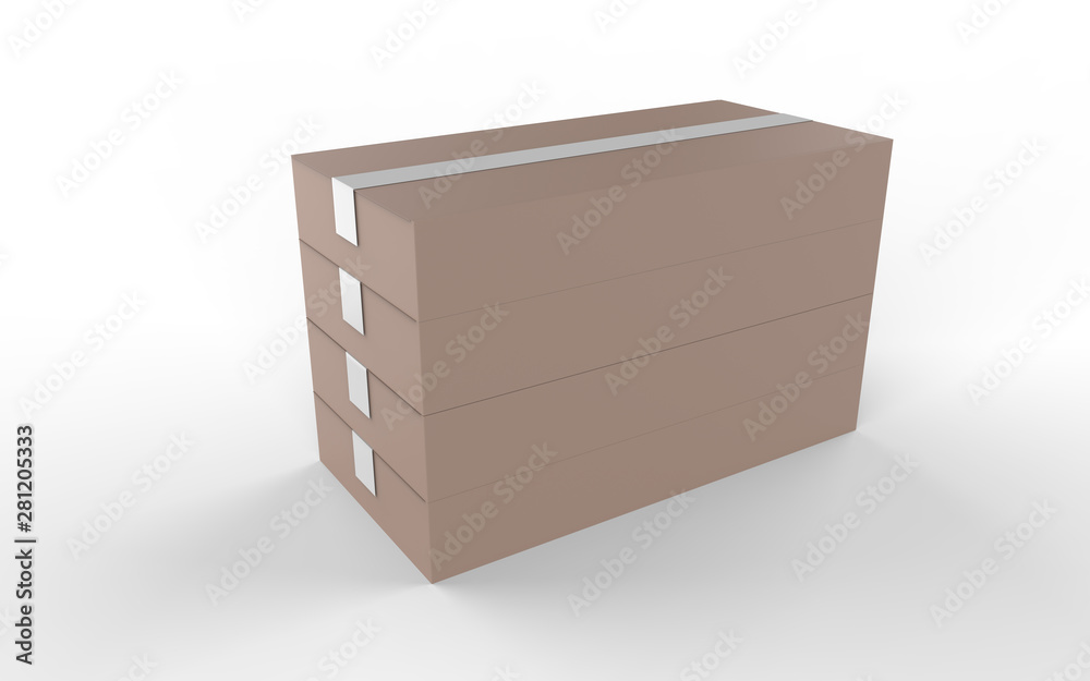 Blank three horizontal rectangle boxes standing isolated on white ...