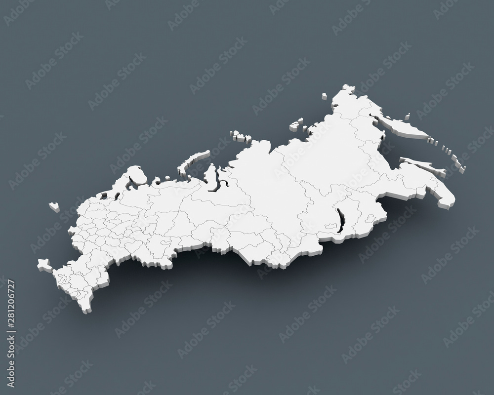Russia map in gray background 3d Stock Illustration | Adobe Stock