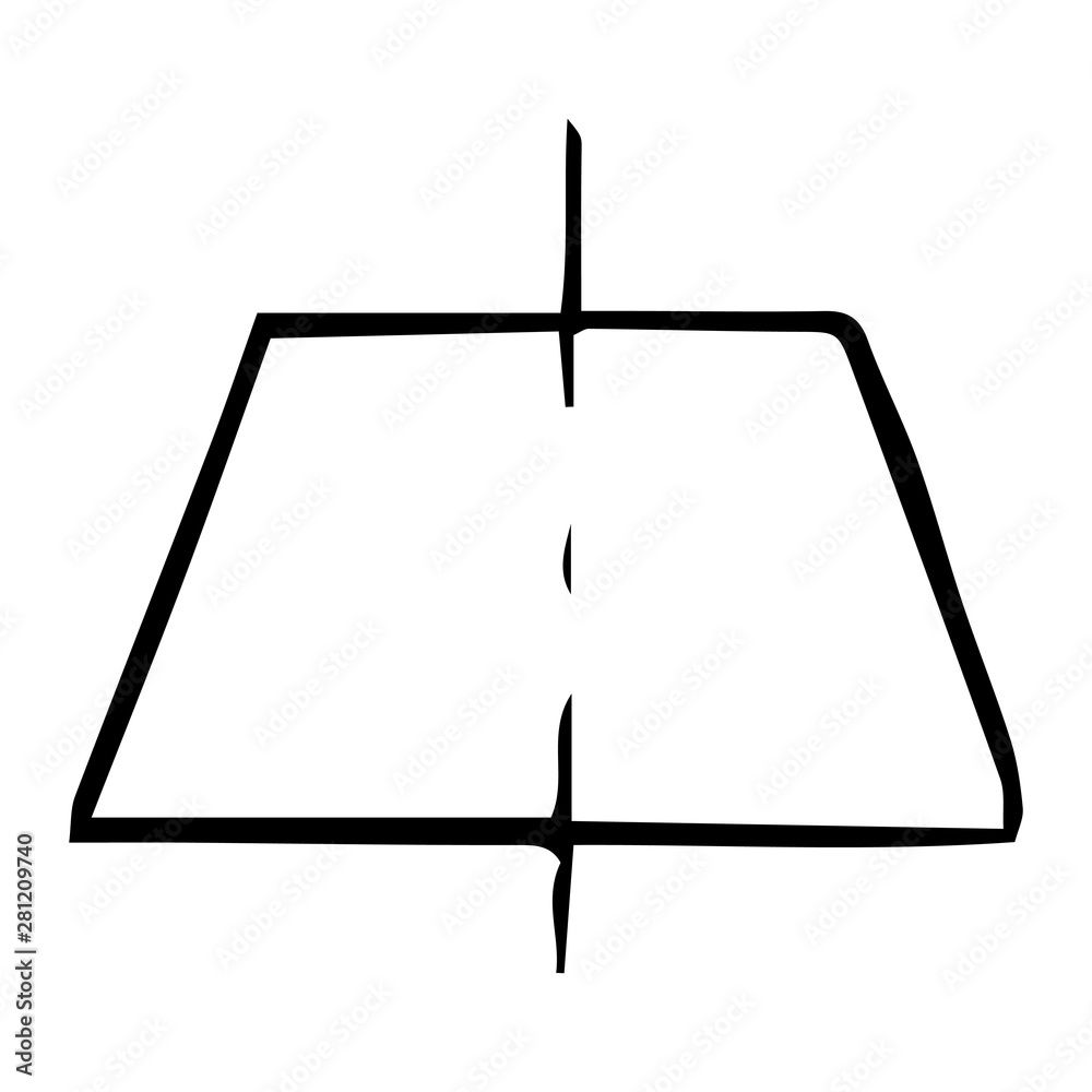 Mechanical drawing of trapezoid with center. Simple isolated ...