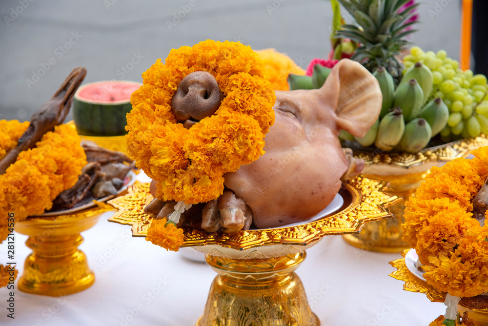 Brahmin religious rituals , Boar's head brought to worship the sacred ...