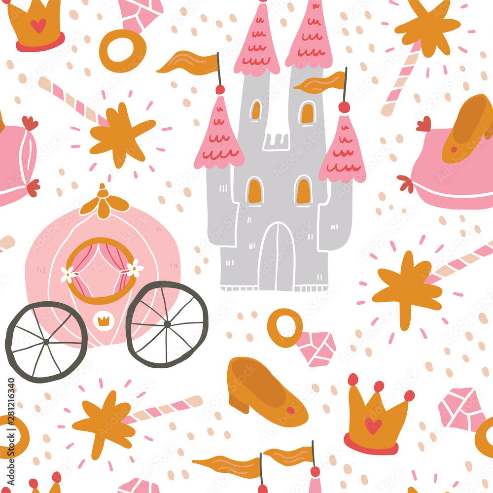 Princess Seamless Pattern for textile vector Stock Vector | Adobe Stock