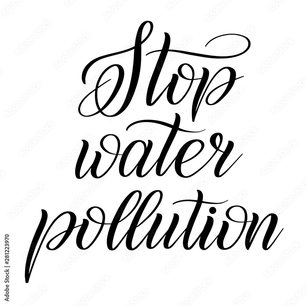 Stop water pollution. Graphic element for ecological stuff. Black ...