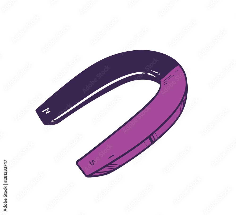 Realistic drawing of horseshoe magnet. Laboratory equipment for ...