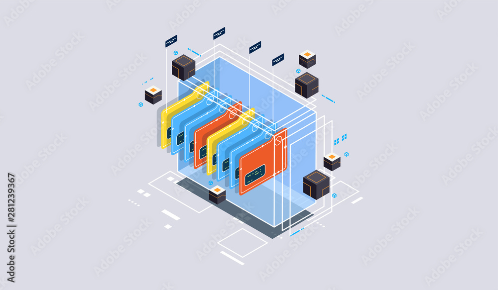 Isometric design concept virtual reality and augmented reality ...