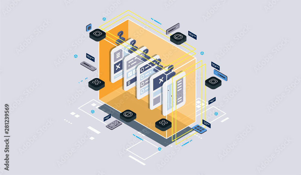 Isometric design concept virtual reality and augmented reality ...