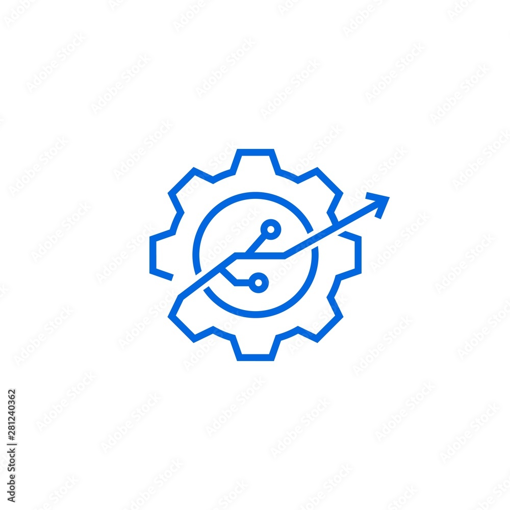 gear tech improvement logo vector icon illustration in line outline ...