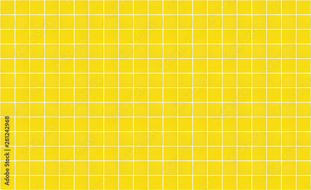 Yellow square ceramic tile wall texture background. Panoramic image of ...
